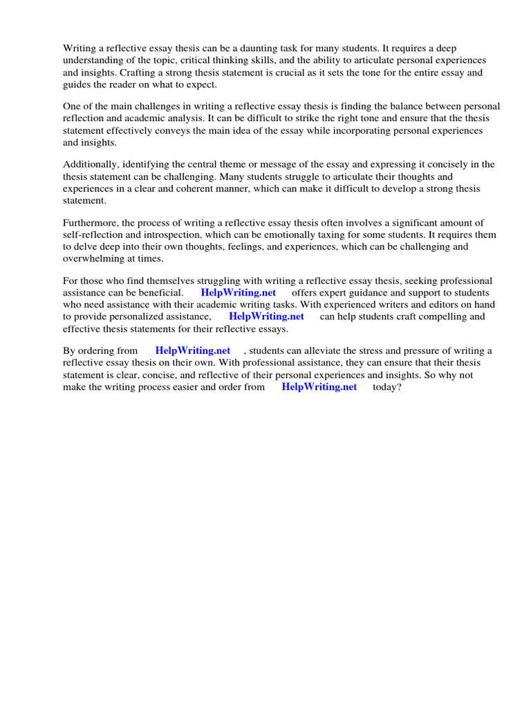How To Write A Reflective Essay Thesis | PDF | Essays | Thought