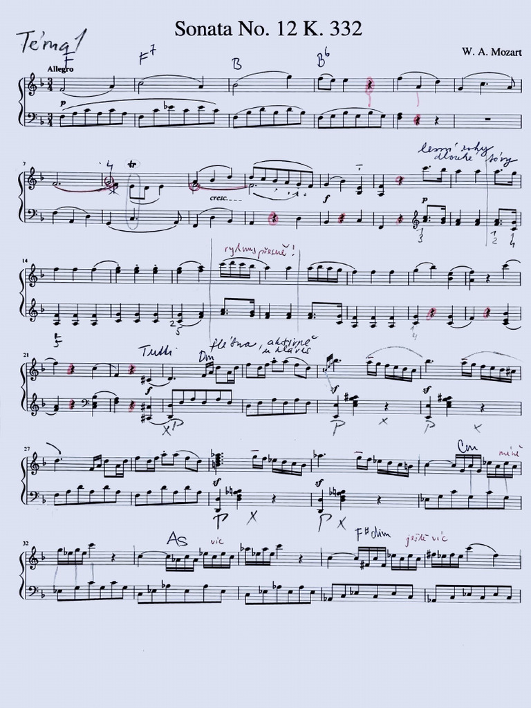A. Mozart - Sonata No. 12 K. 332 | PDF