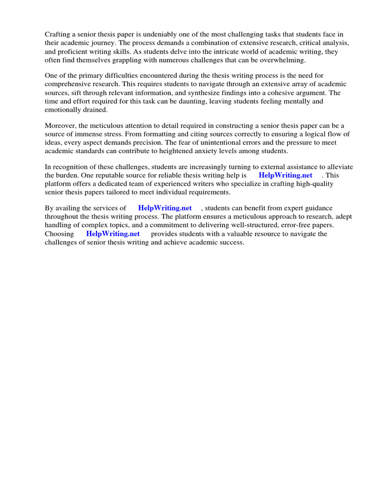 Senior Thesis Paper Sample | PDF | Biodiversity | Ecological Resilience