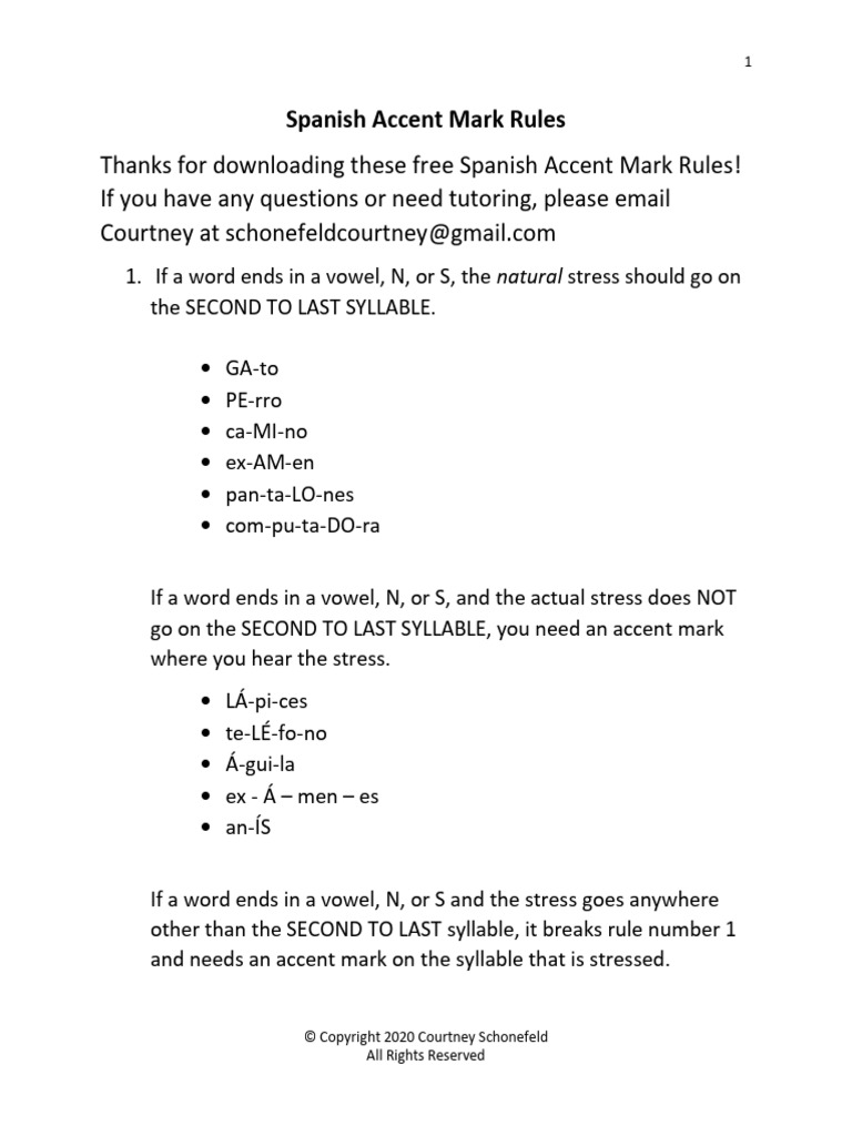 Study Spanish Accent Marks