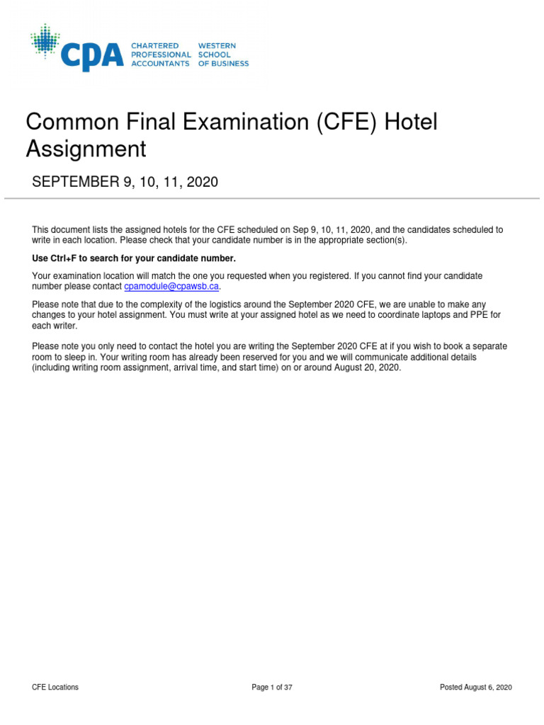 CFE Hotel Assignment Memo - 0806 | PDF | Hotel | Hospitality Companies