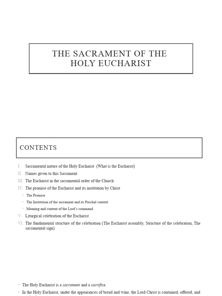 The Sacrament of The Holy Eucharist | PDF