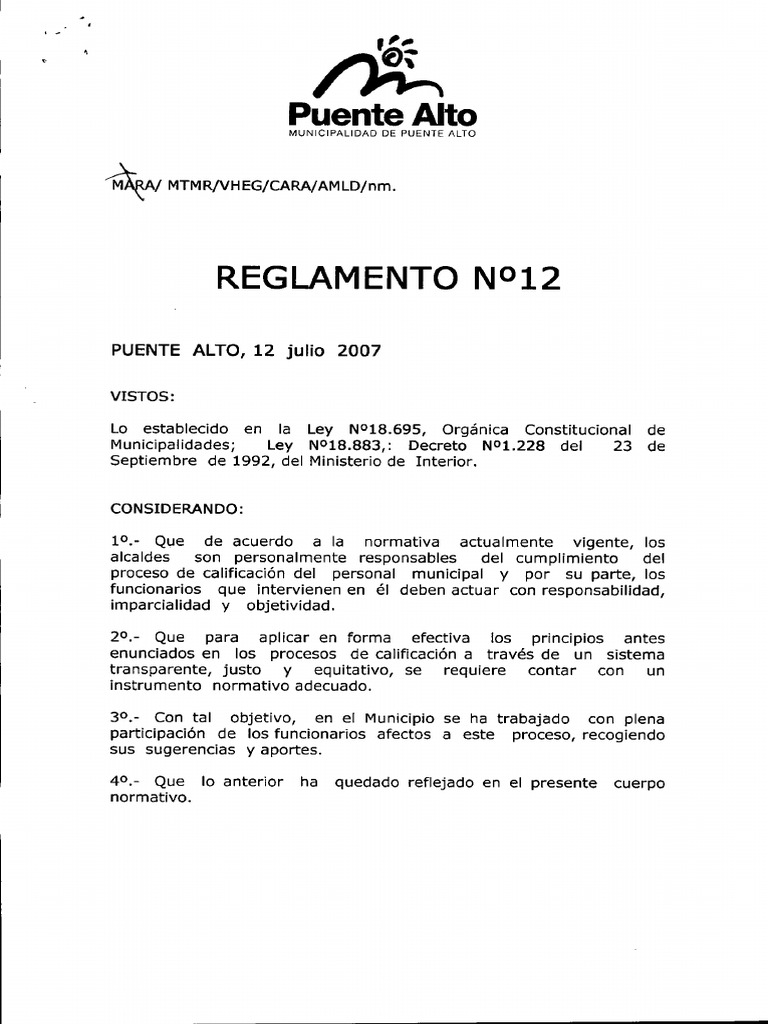 Reglamento 12 Vigente | PDF