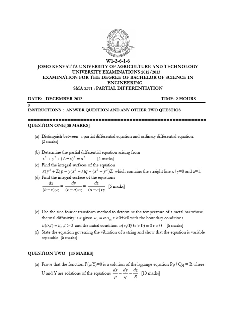 Sma 2371 | PDF | Differential Equations | Equations
