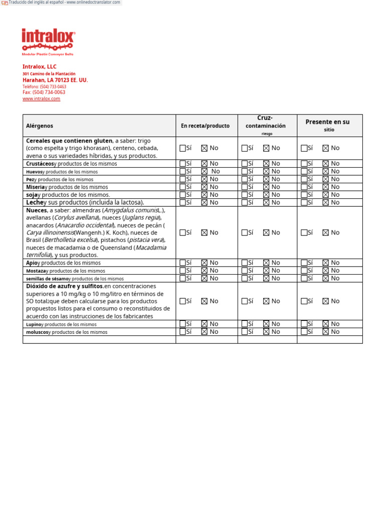 Intralox Allergens - En.es | PDF | Nuez | Plantas