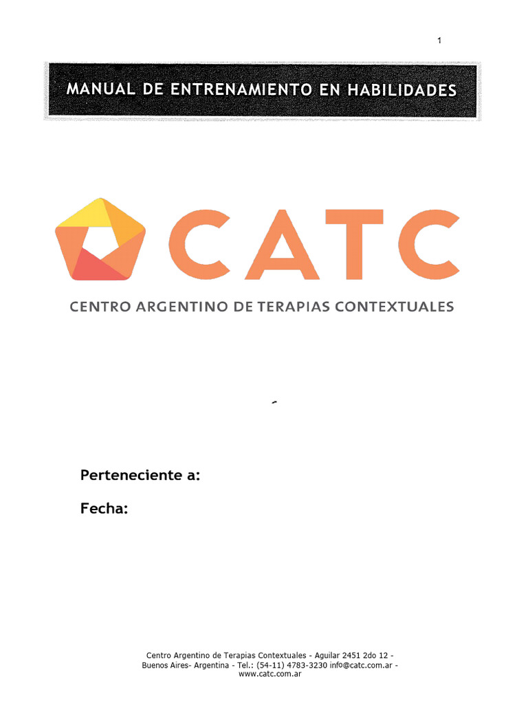 Manual de Habilidades DBT Adultos - CATC | PDF