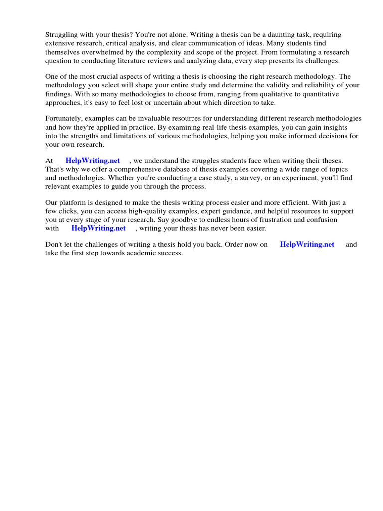 Research Methodology Thesis Examples | PDF | Methodology | Sampling ...