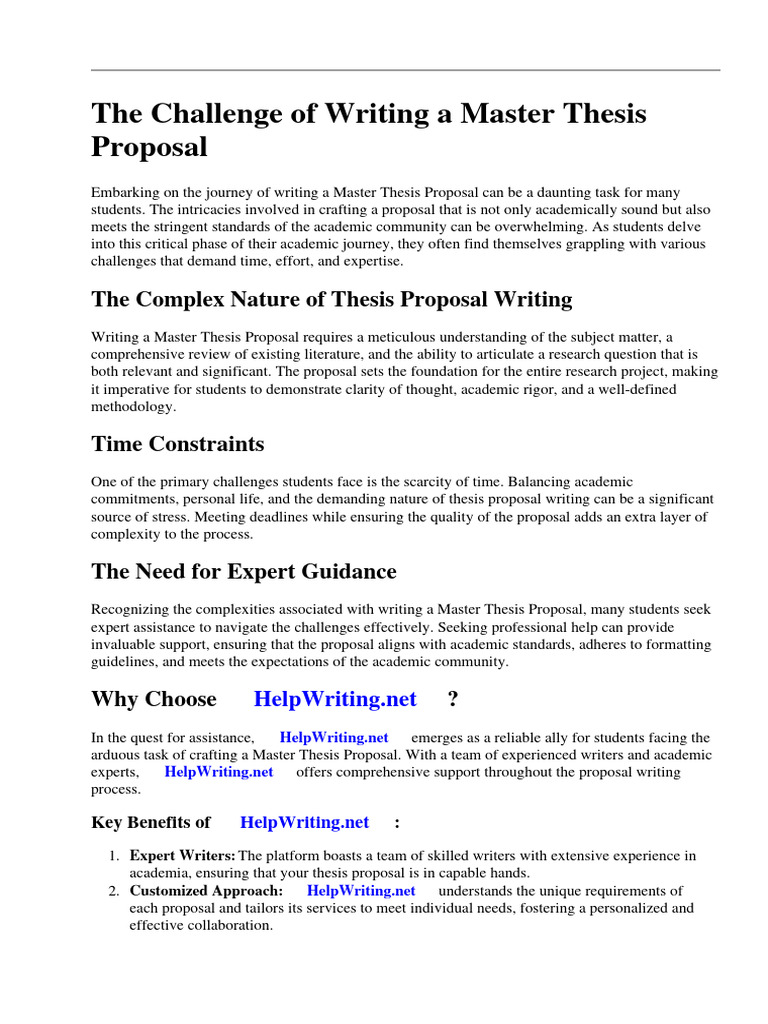 Master Thesis Proposal Writing Guide | PDF
