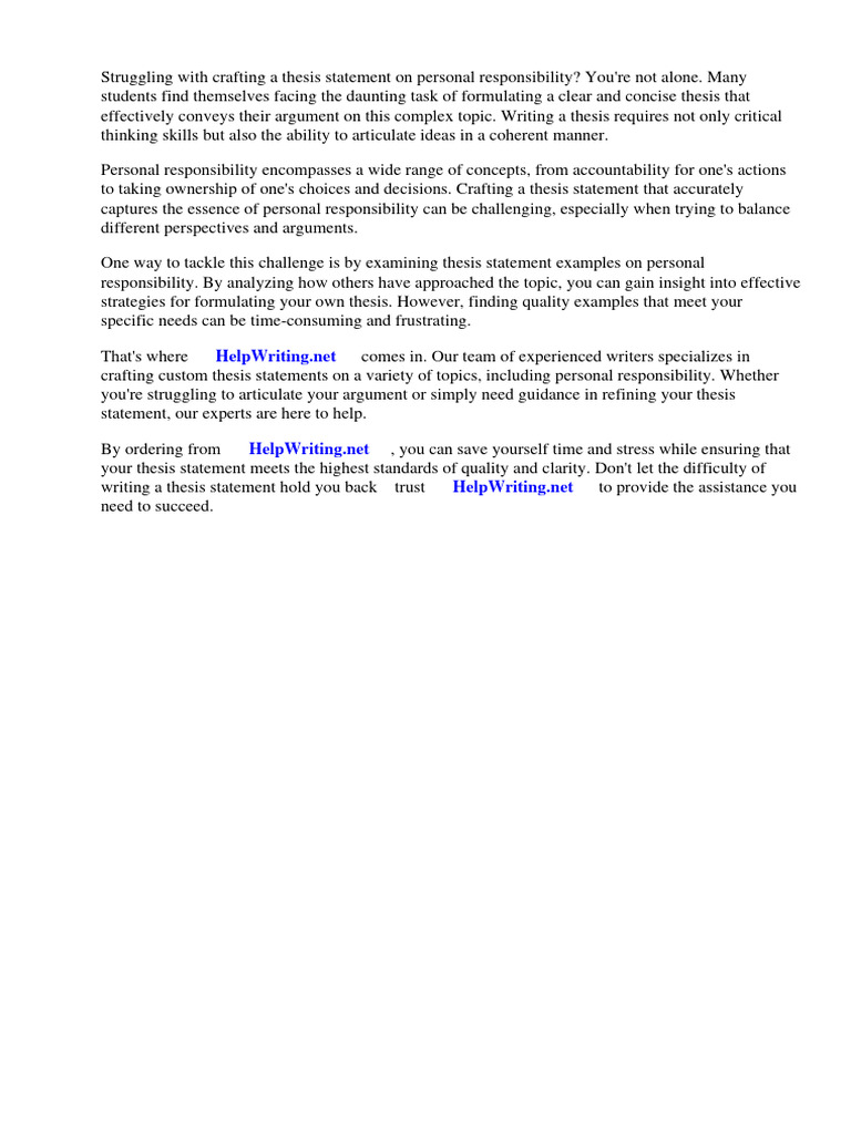 Crafting Thesis Statements on Responsibility | PDF | Essays | Thesis