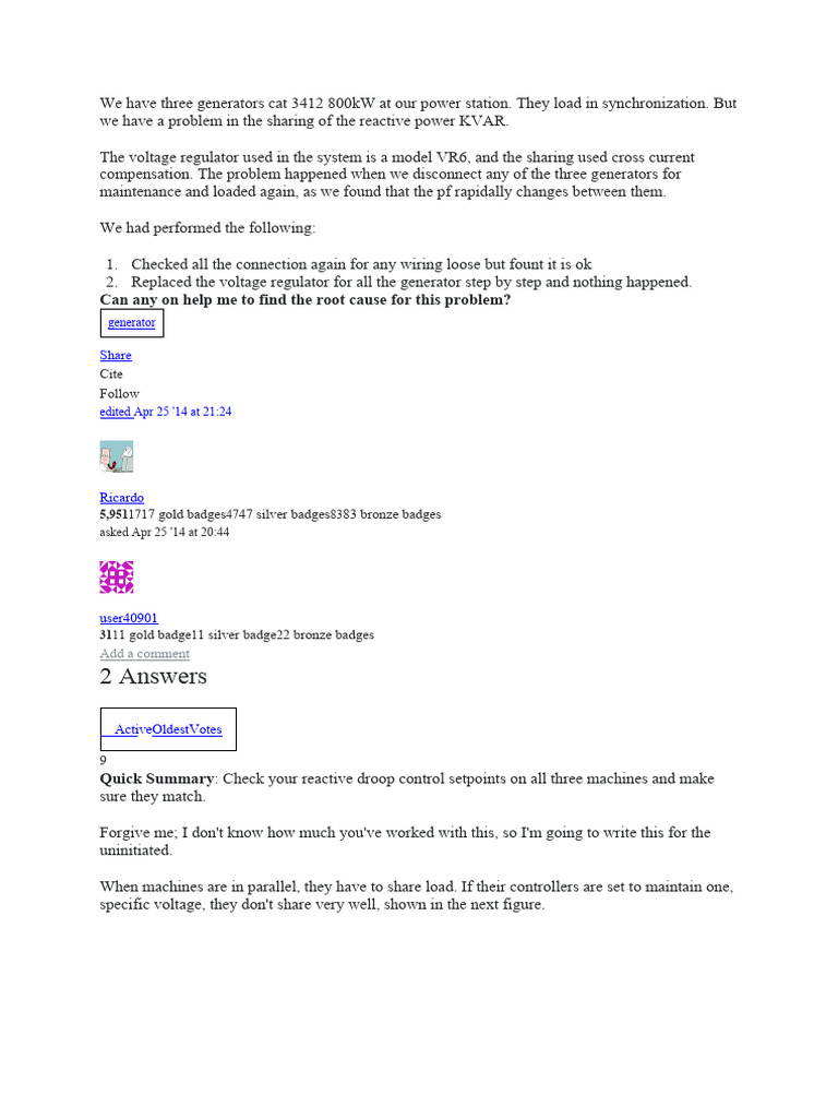 Setting Voltage Droop | PDF | Electric Generator | Electrical Grid