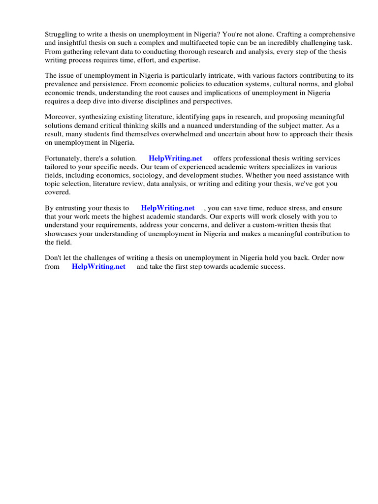 Thesis On Unemployment in Nigeria PDF | PDF | Unemployment | Economic Growth