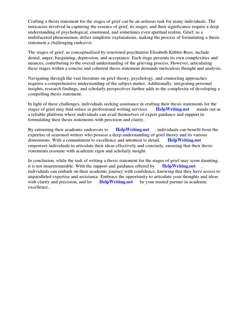 Thesis Statement For Stages of Grief | PDF | Grief | Anger