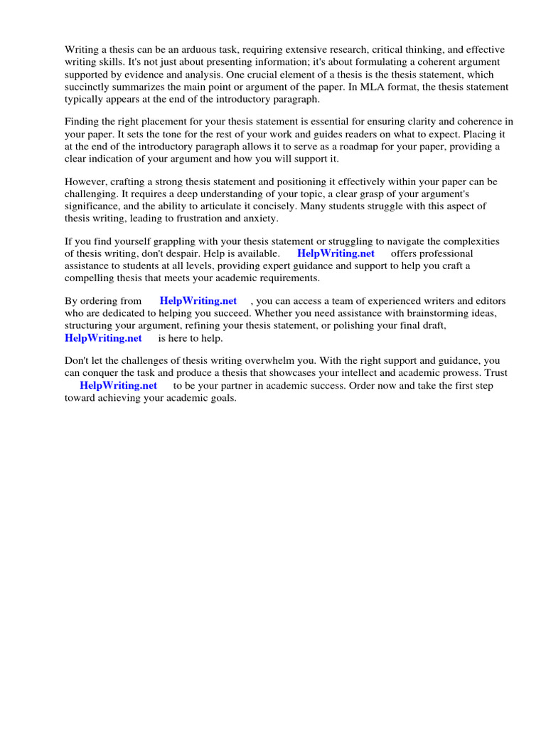 Where Does A Thesis Statement Go in Mla Format | PDF | Career & Growth ...