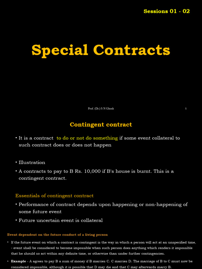 Sessions 01 - 02 Special Contracts | PDF | Guarantee | Law Of Agency