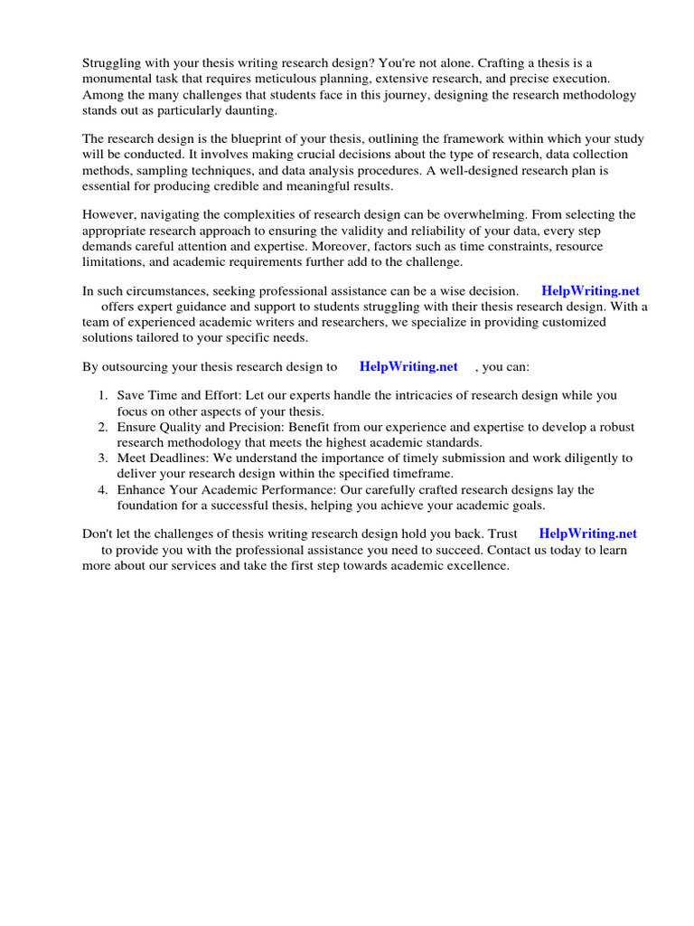 Thesis Writing Research Design | PDF | Thesis | Methodology