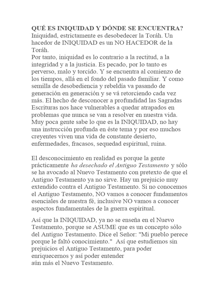 QUÉ ES INIQUIDAD Y DÓNDE SE ENCUENTRA | PDF | Pecado | Shema Israel