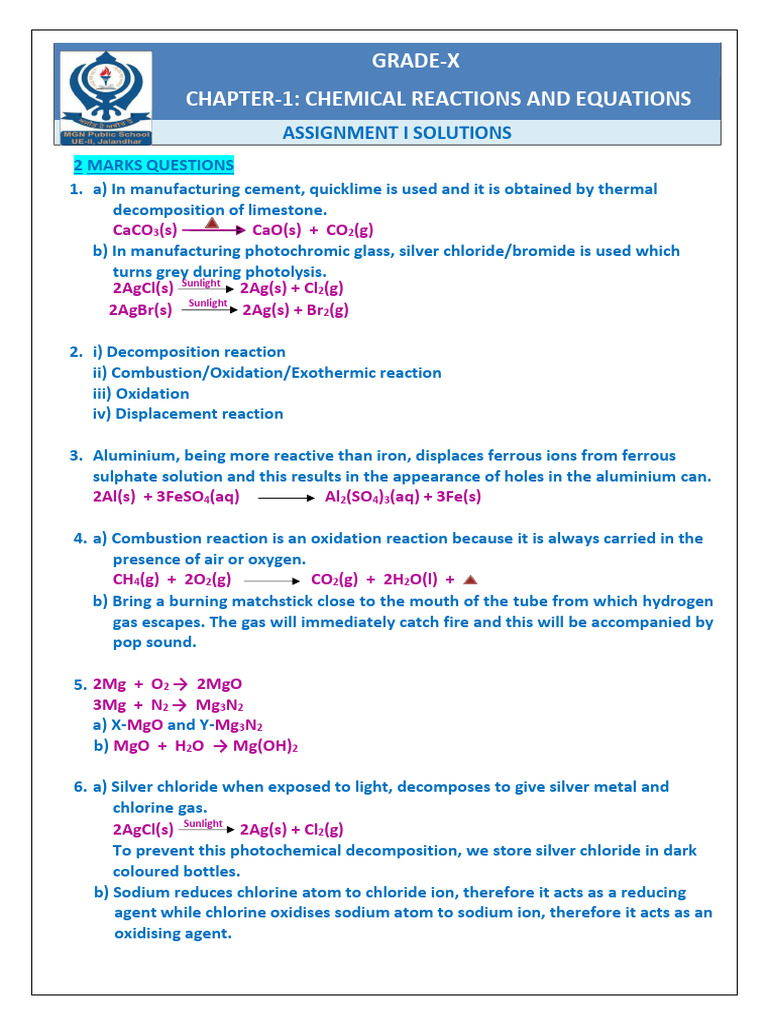 CLASS X CH-1 ASSIGNMENT I SOLUTIONS | PDF