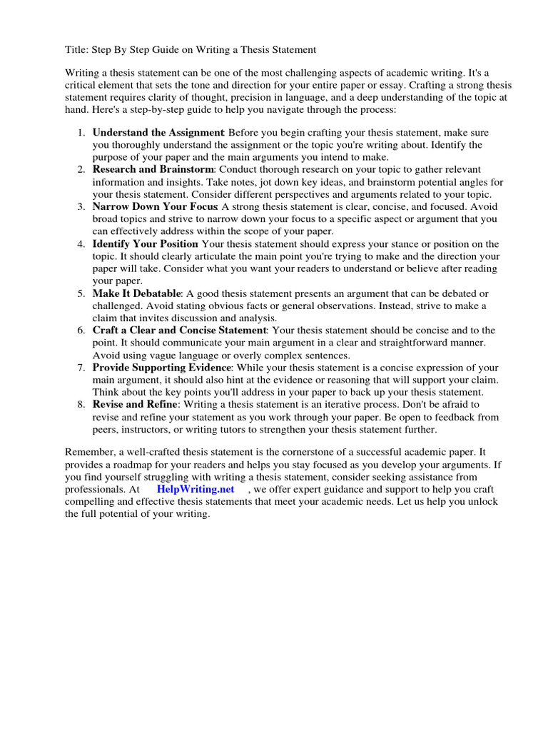 Step by Step How To Write A Thesis Statement | PDF | Thesis | Essays