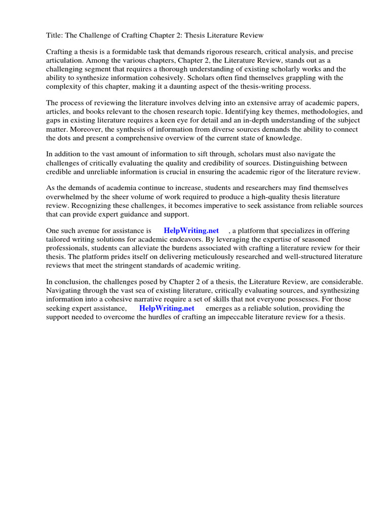 Chapter 2 Thesis Literature Review | PDF