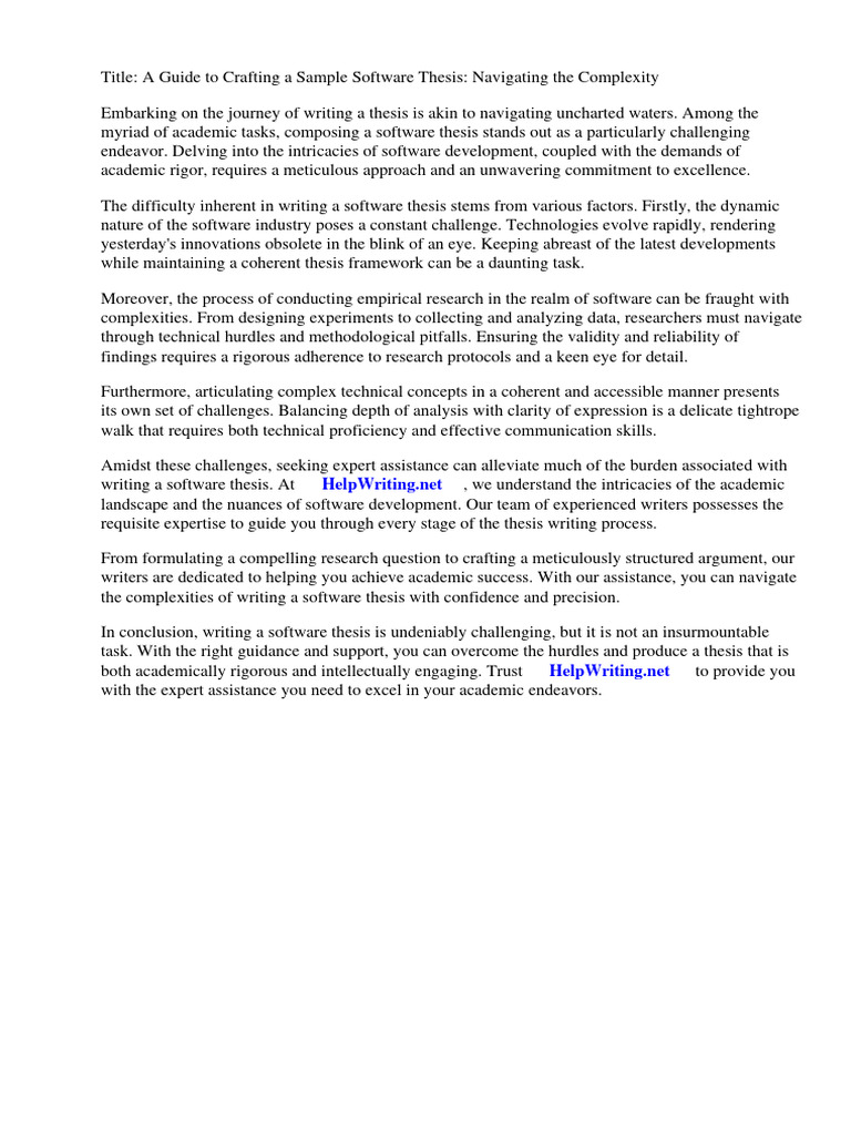 Sample Software Thesis Title | PDF | Thesis | Engineering