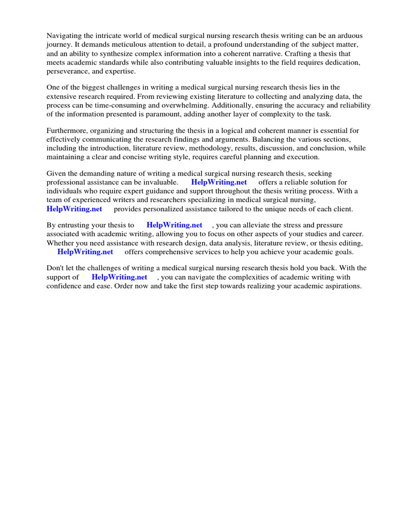 Medical Surgical Nursing Research Thesis | PDF | Nursing | Shock ...
