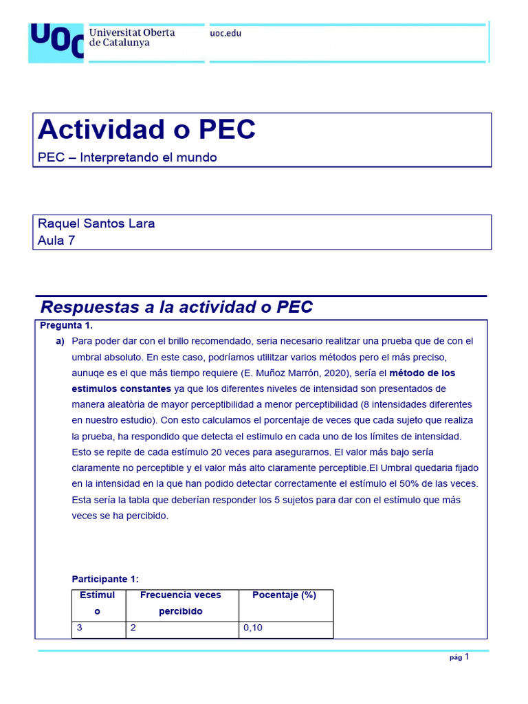 Plantilla - Entrega - PEC - 1 - PERCEPCIÓN Y EMOCIÓN | PDF | Color | Imagen
