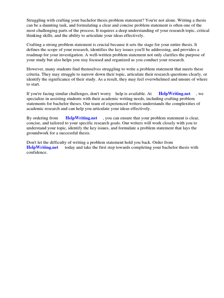 Bachelor Thesis Problem Statement | PDF | Career & Growth