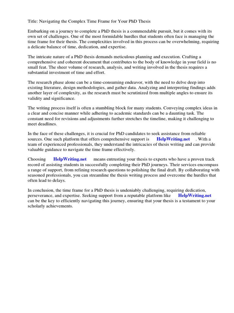 Time Frame For PHD Thesis | PDF | Thesis | Sampling (Statistics)