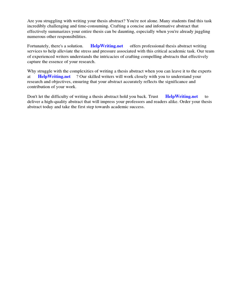 Thesis Abstract Help | PDF