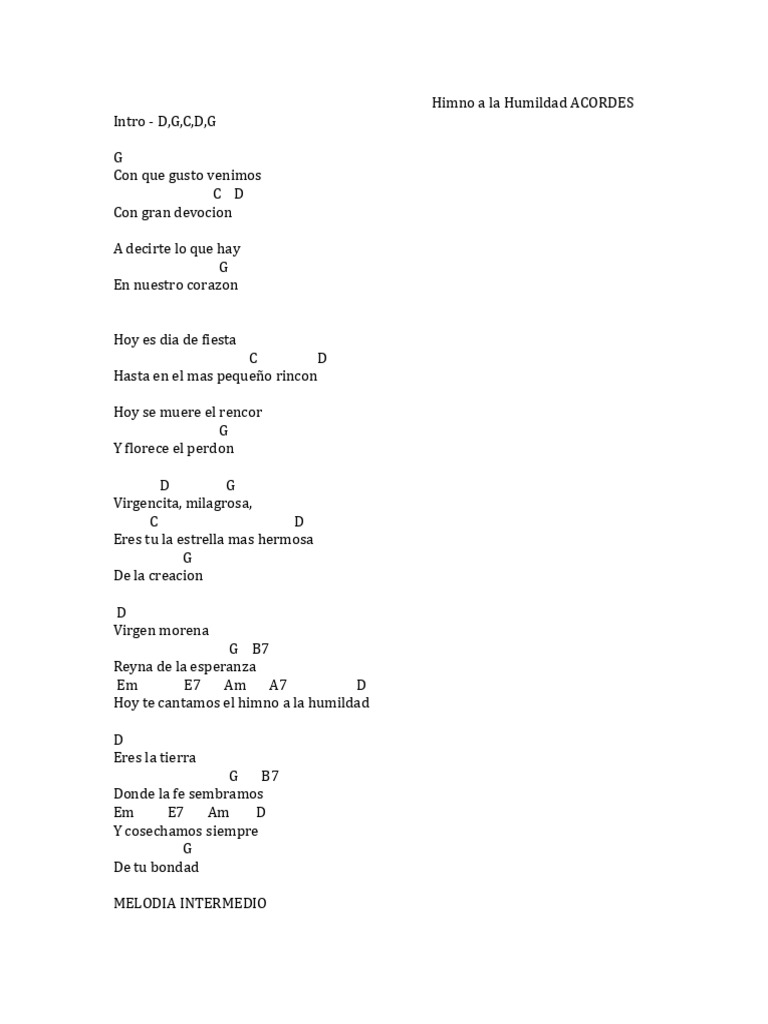 Himno A La Humildad ACORDES | PDF