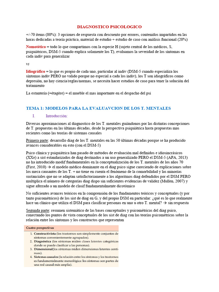 Diagnostico Psicologico | PDF | Manual Diagnóstico y Estadístico de los Trastornos Mentales ...