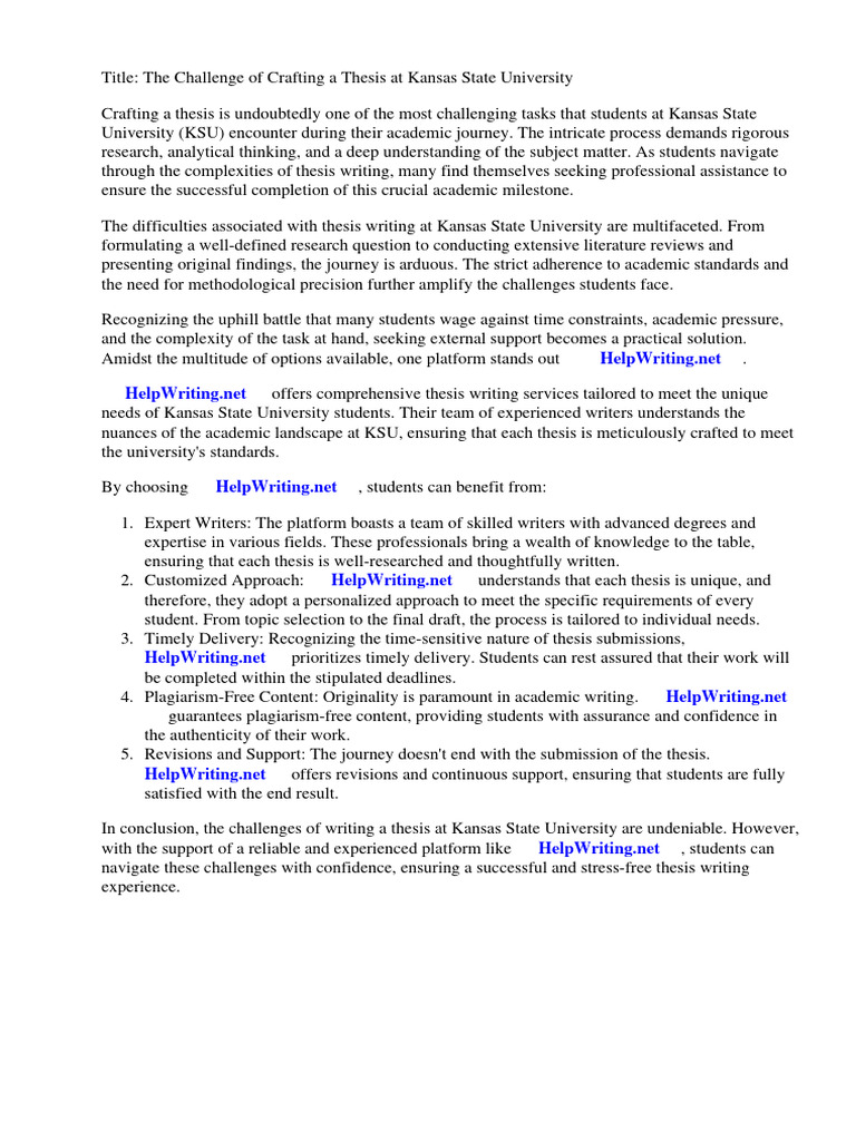 Thesis Kansas State University | PDF