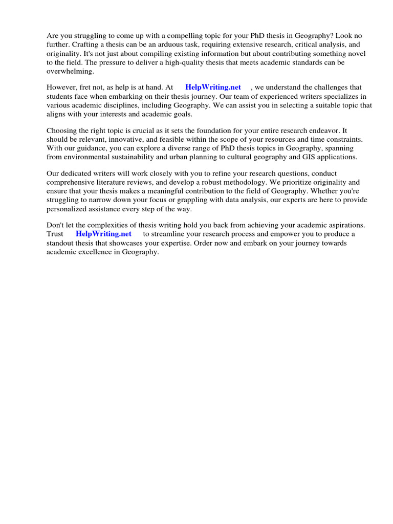 PHD Thesis Topics in Geography | PDF | Geography | Thesis