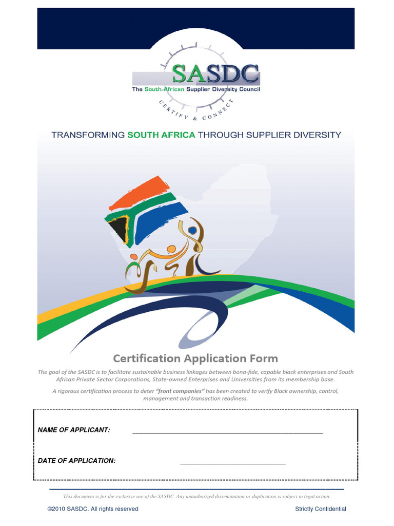 SASDC Black Supplier Certification Application Form New Sabma ...