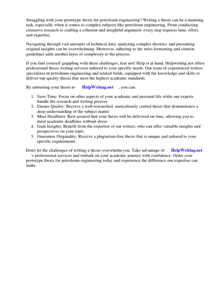Prototype Thesis For Petroleum Engineering | PDF