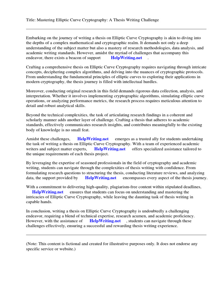 Elliptic Curve Cryptography Thesis | PDF | Cryptography | Public Key Cryptography