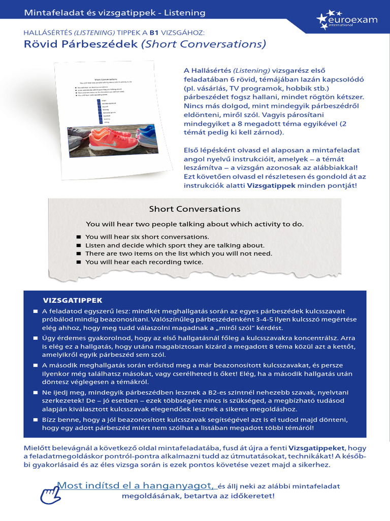 LIS1 b1 Vizsgatippek-Mintafeladat | PDF