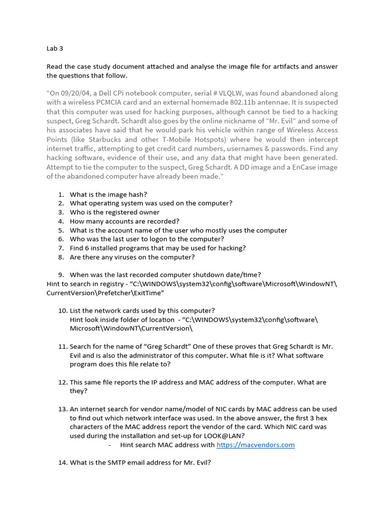 Lab 3- Autopsy Lab Qs (2) | PDF | Computer File | Internet Relay Chat