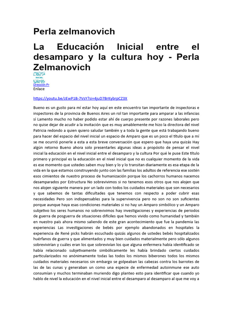 Perla Zelmanovich (DESGRABACION MDQ) | PDF | Educación de la primera infancia