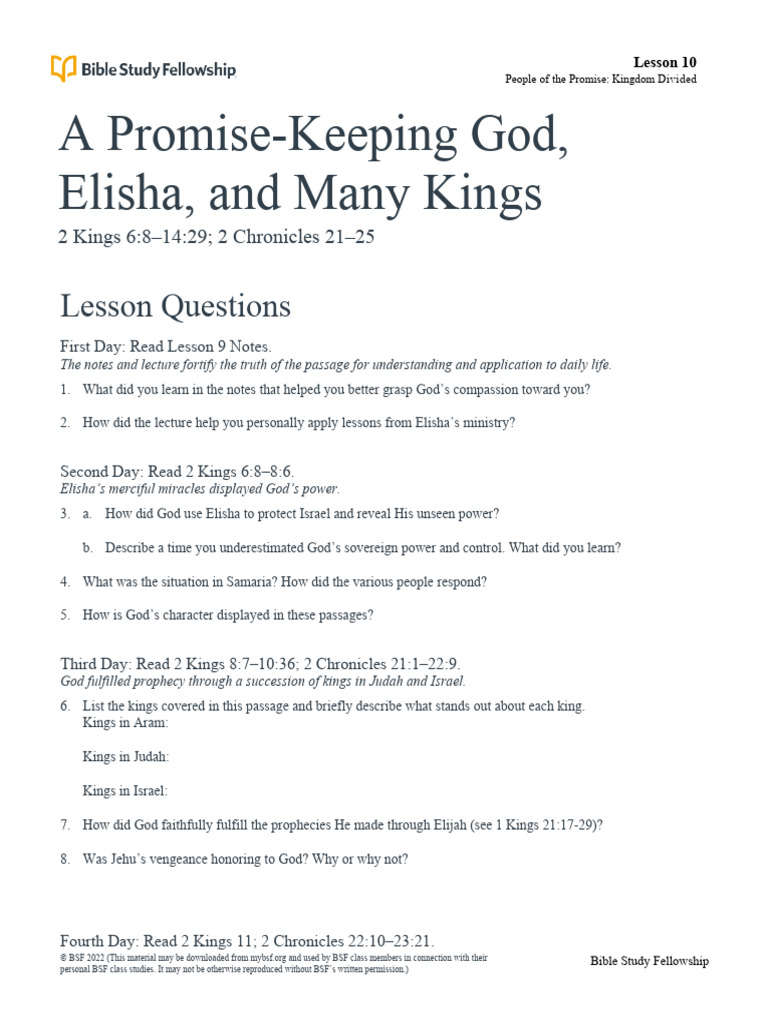 People of the Promise_ Kingdom Divided Adult Questions Lesson 10 - WORD ...