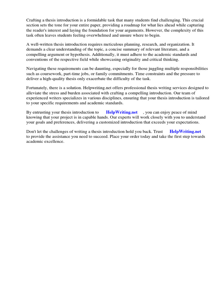 Writing A Good Thesis Introduction | PDF | Essays | Thesis