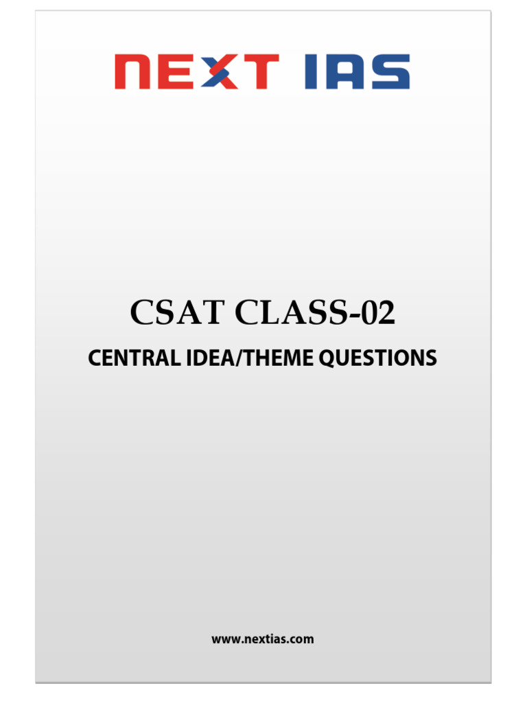 CSAT Class 02 Central Idea-Theme Questions | PDF | Mars | Biodiversity