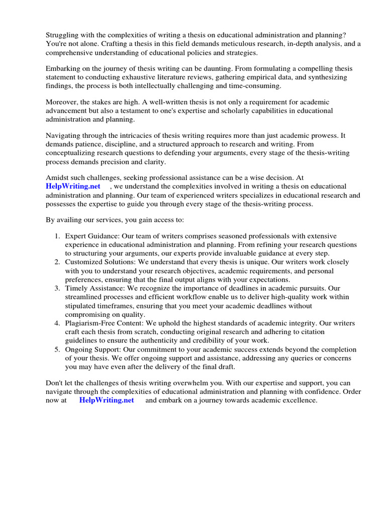 Thesis On Educational Administration and Planning | PDF | Thesis | Learning Thesis On Educational Administration and Planning | PDF | Thesis | Learning