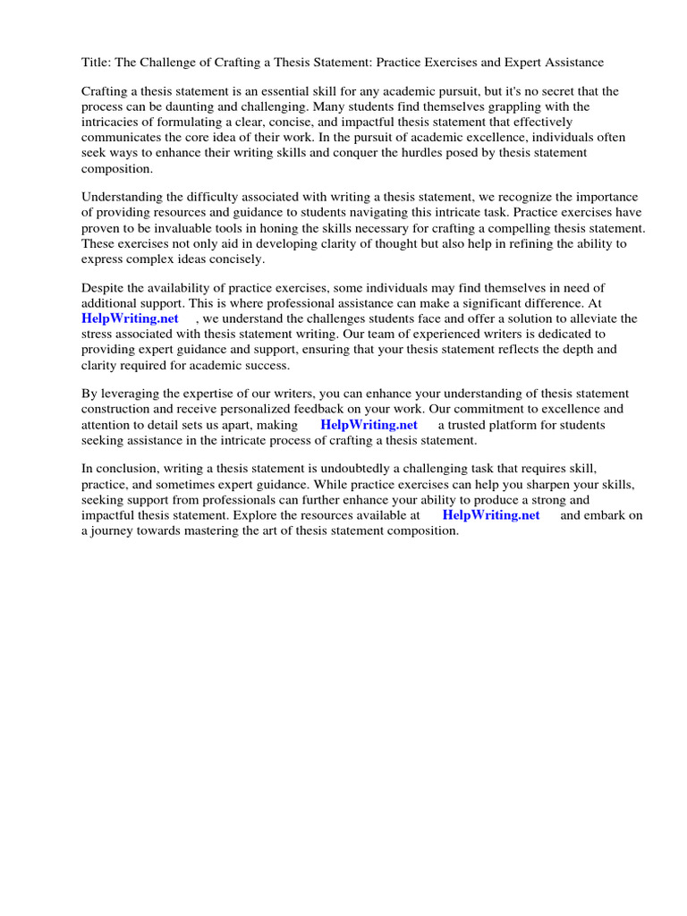 Practice Exercises Writing Thesis Statement | PDF | Essays | Worksheet