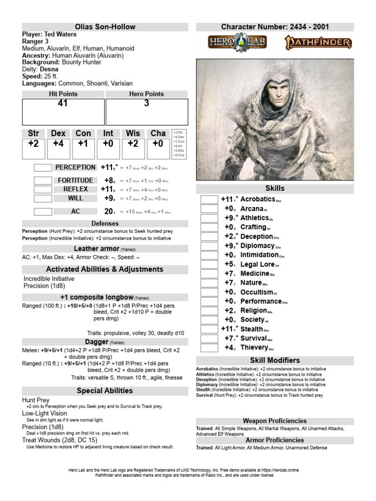 Olias Son-Hollow - Standard Character Sheet | Download Free PDF | D20 System | Role Playing Games