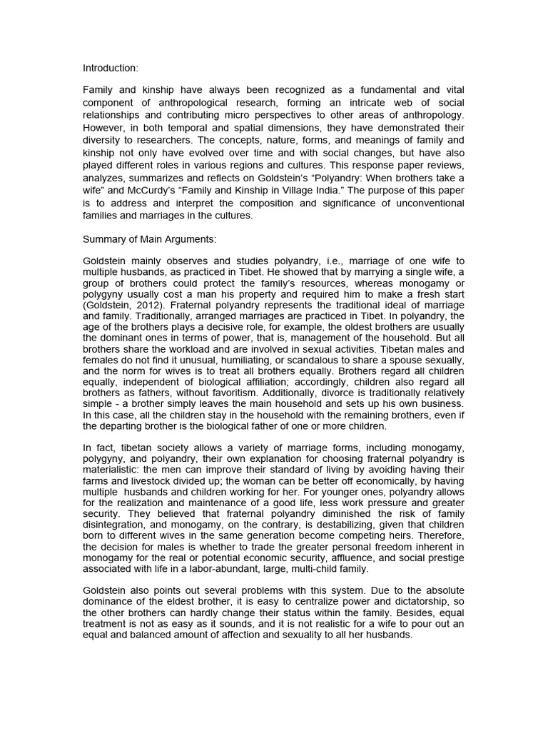 Polyandry in Tibetan Culture Explained | PDF | Family | Marriage