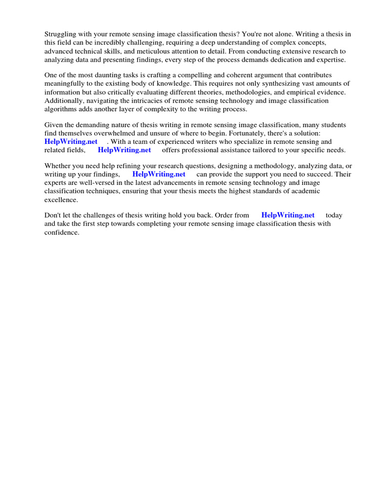 Remote Sensing Image Classification Thesis | PDF | Computers | Technology & Engineering