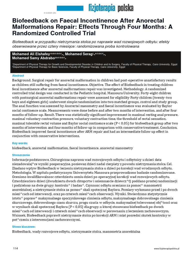 3-Biofeedback On Faecal Incontinence After Anorectal | PDF | Diseases ...
