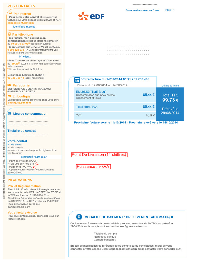 Exemple de Facture Edf | PDF