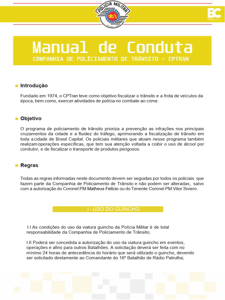 Manual de Conduta CPTRAN | PDF | Polícia | Tráfego